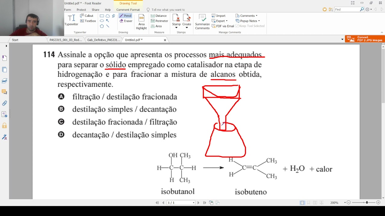PAS 3 - UnB - 2017 - Item 114 - Separação de misturas